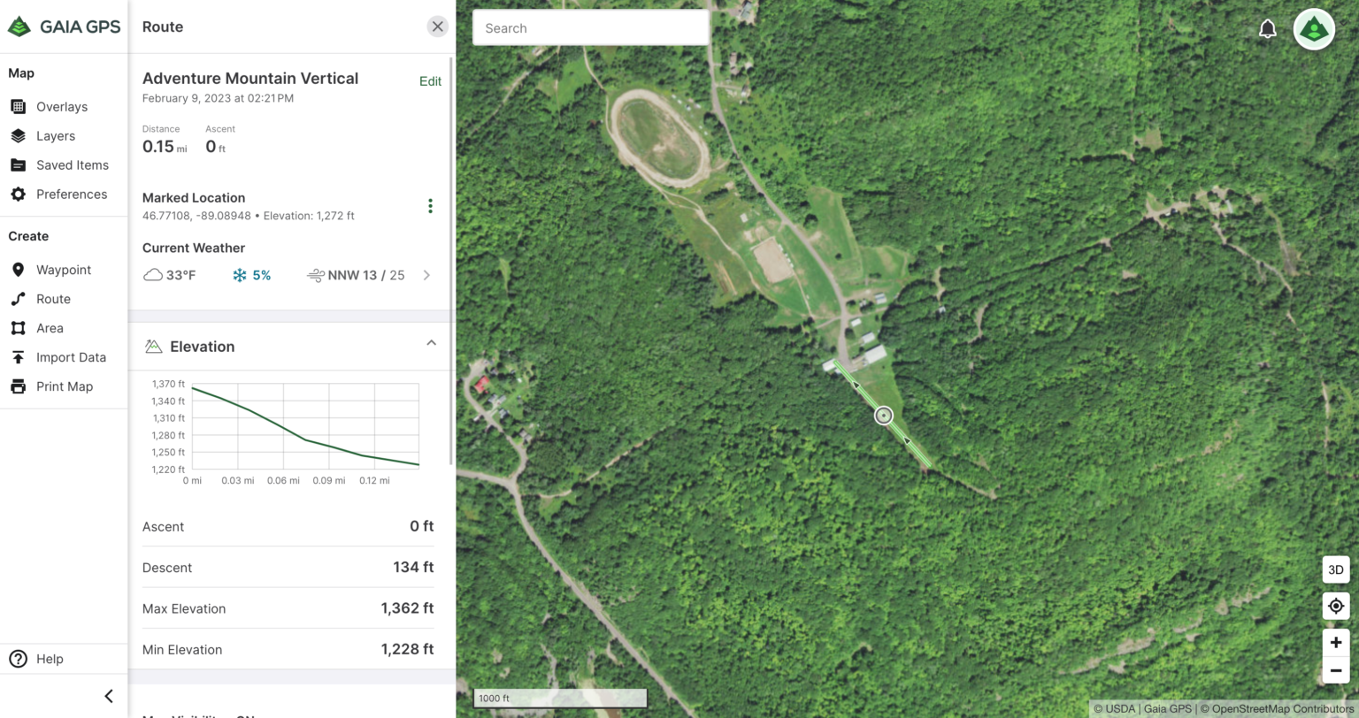 Vertical Drops of Ski Hills in Upper Peninsula of Michigan